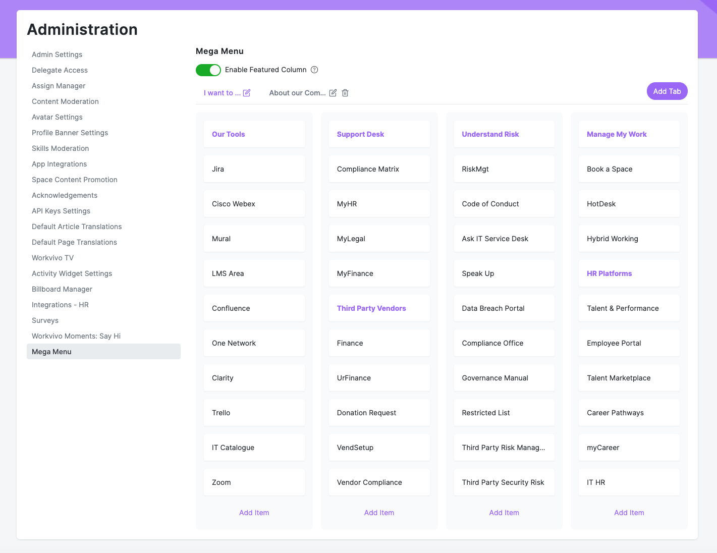 Mega Menu – Workvivo Help Center
