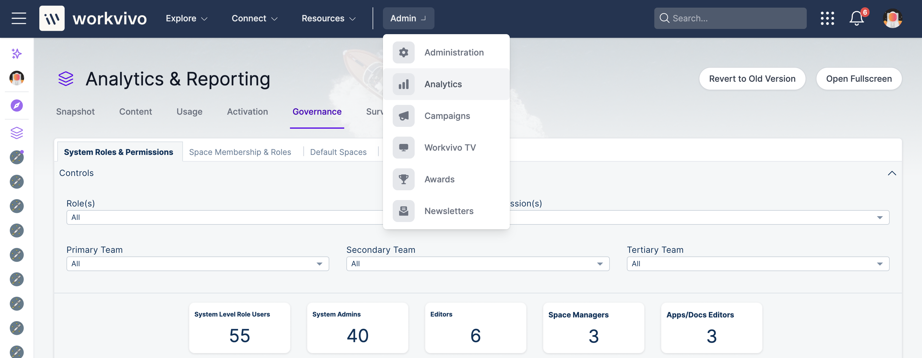 Governance Reporting Dashboard – Workvivo Help Center