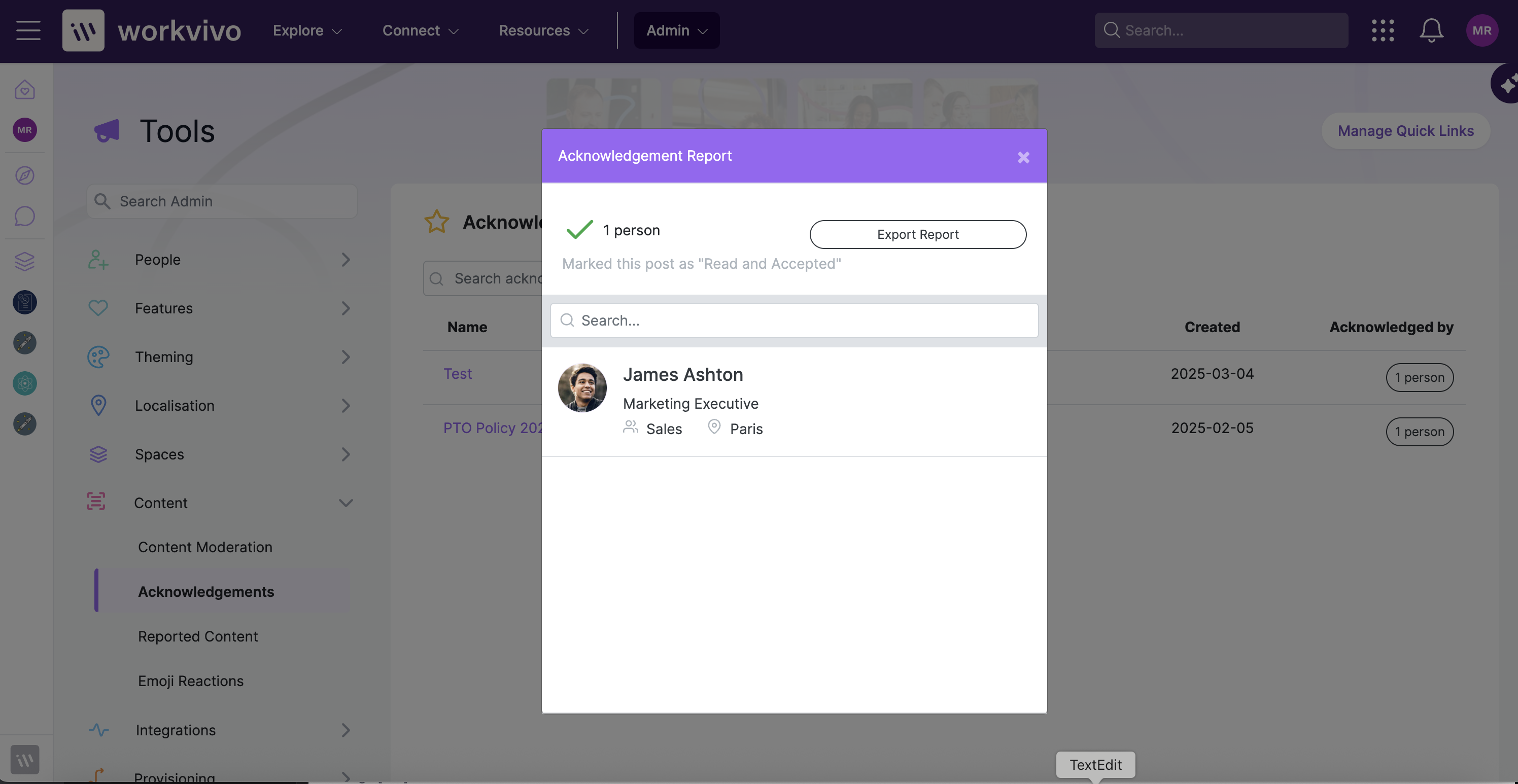 View and Manage Acknowledgement Posts – Workvivo Help Center