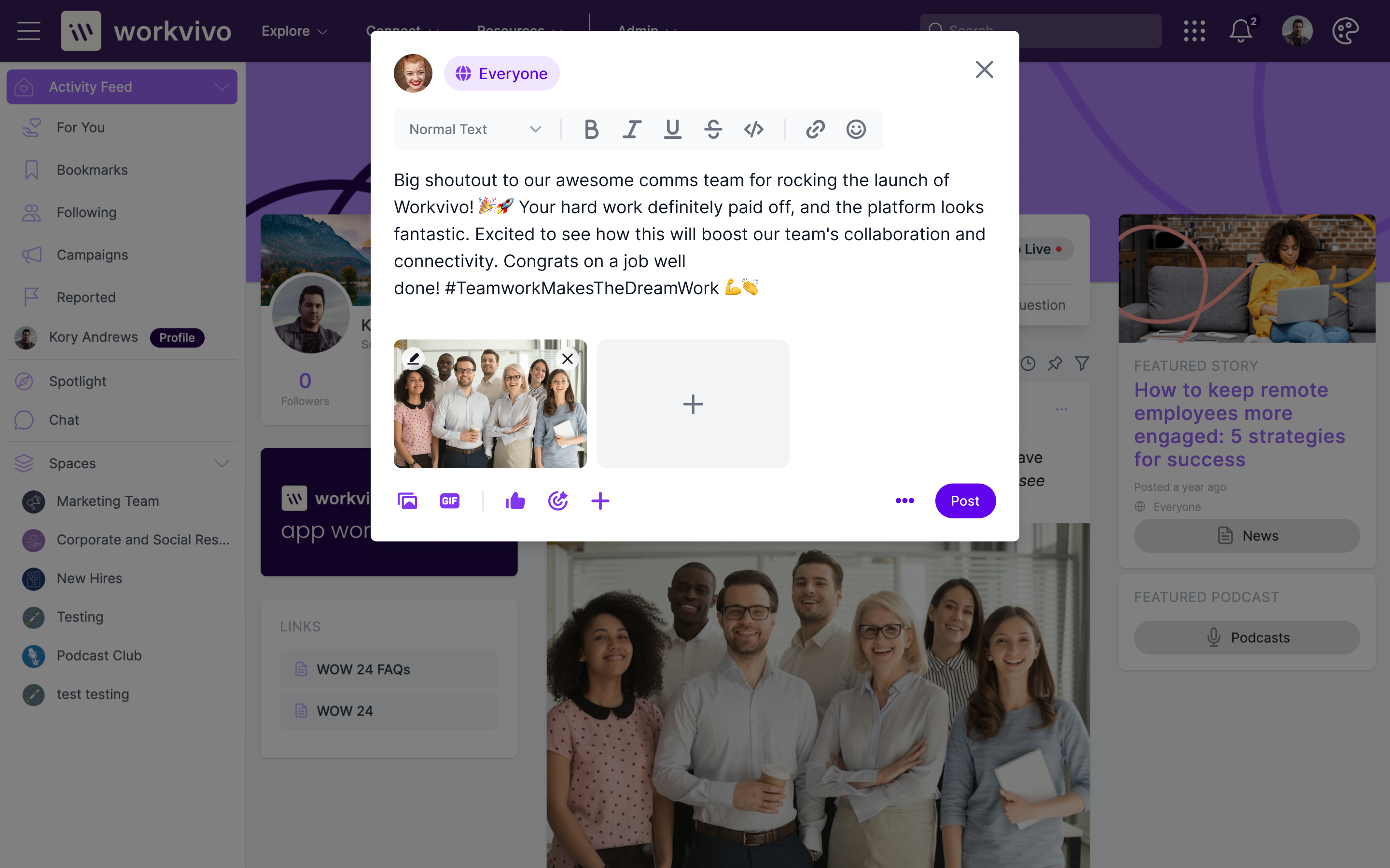 Post Drafts Workvivo Help Center Customer Support