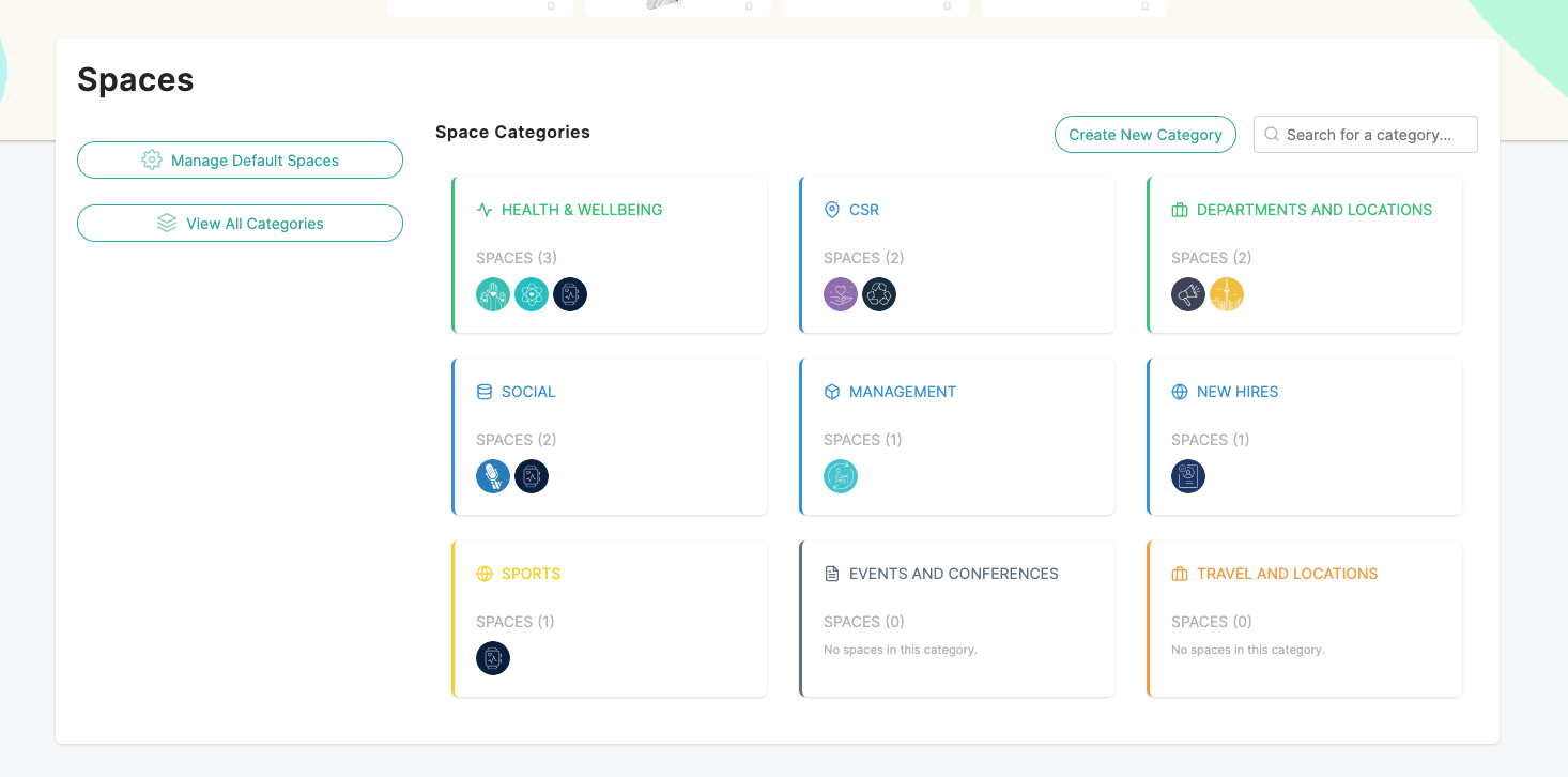 Creating Space Categories – Workvivo Help Center